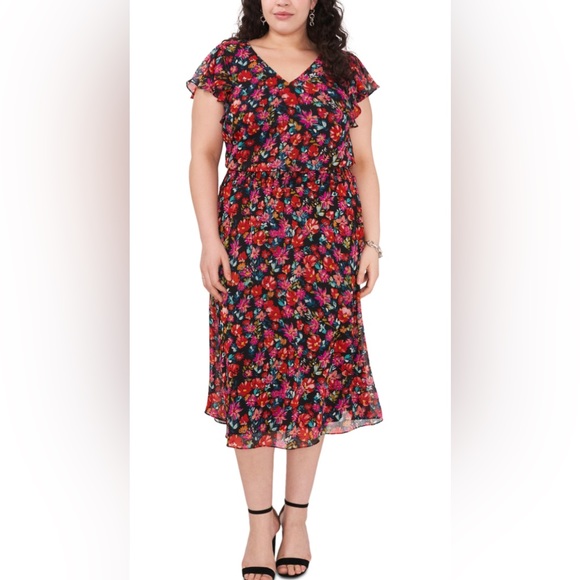 MSK | Dresses | Msk Plus Size Smockedwaist Chiffon Midi Dress | Poshmark